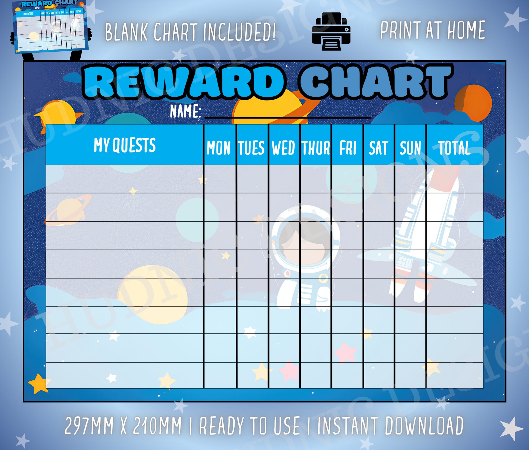 Outer Space Rewards Chart, Kids Chore Chart, Space Chore Chart ...