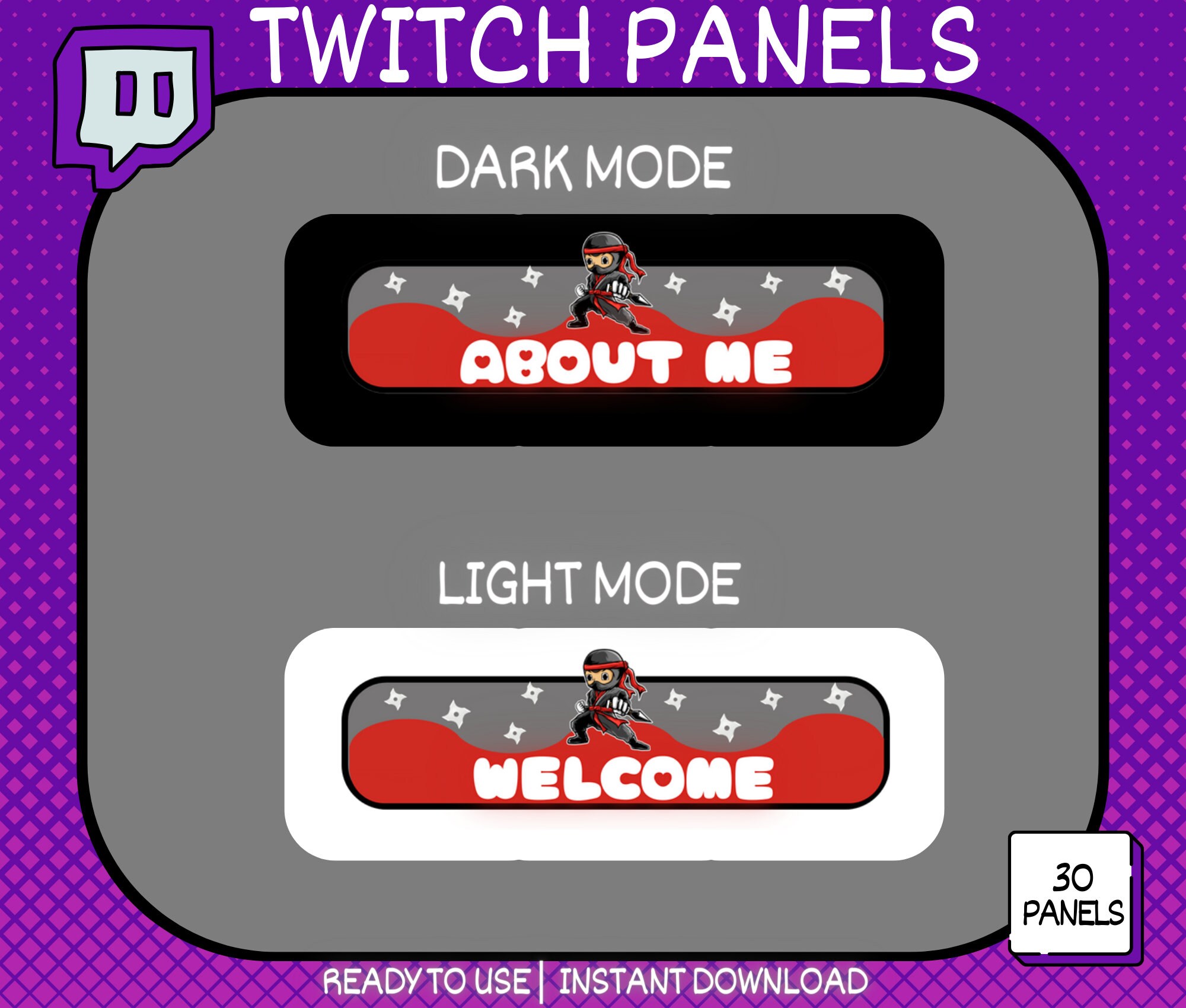 30 X Twitch Panels, Cute Ninja Twitch Panels, Ninja Twitch Panels ...