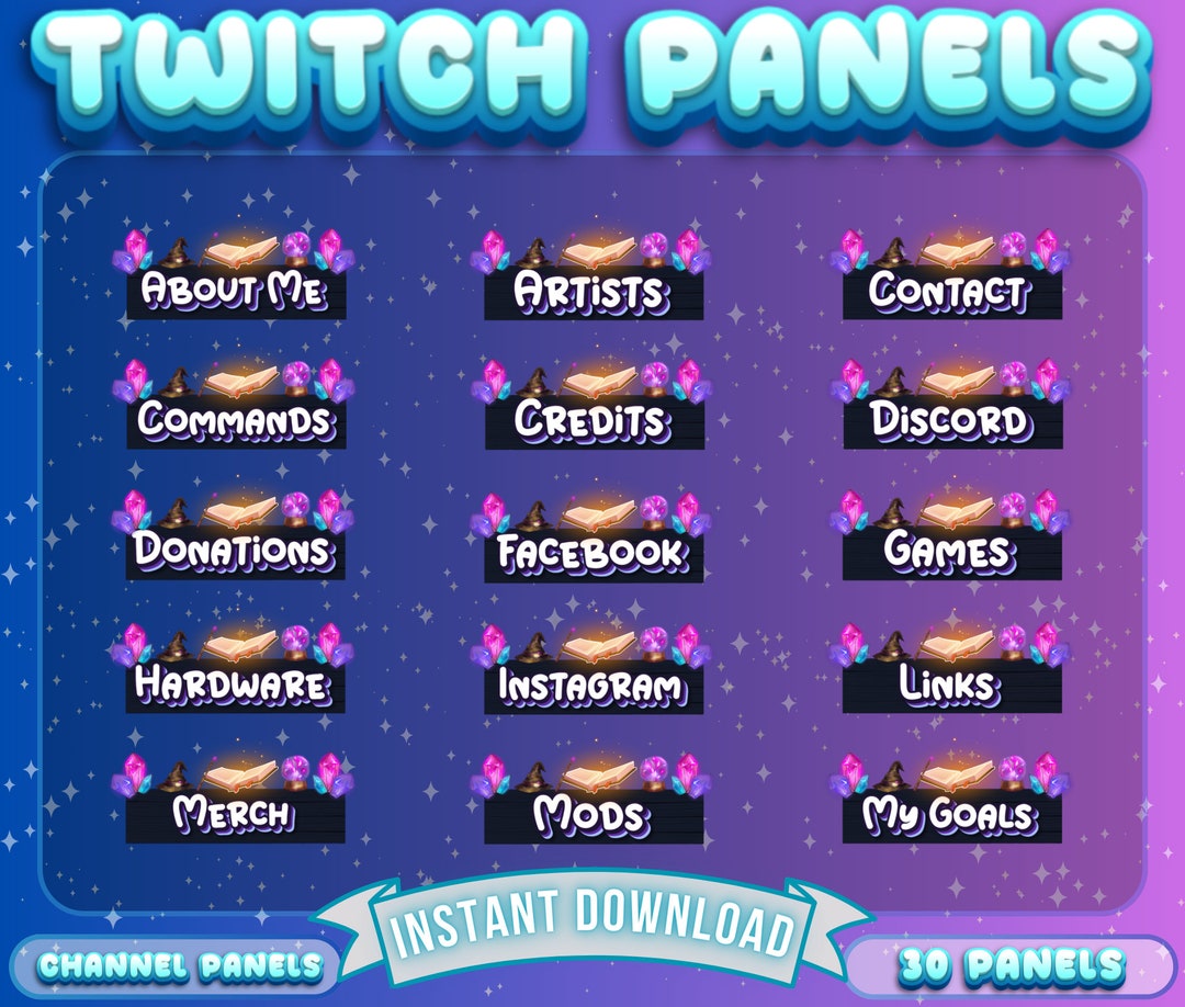 30 X Twitch Channel Panels | Twitch Panel Pack | Magic Garden Twitch ...