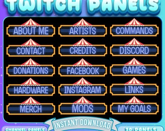 30 X Twitch Channel Panels Twitch Panel Pack Rainbow Circus Panels ...