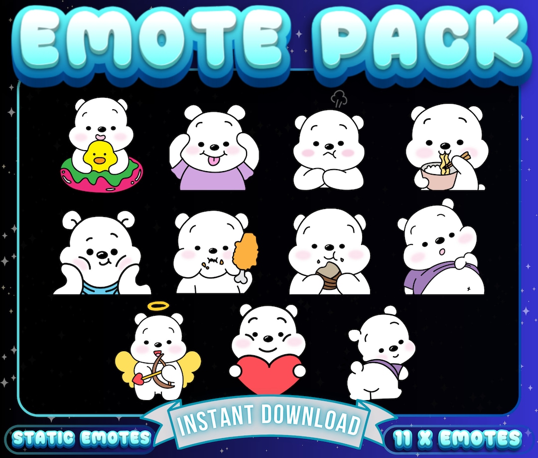 Kawaii Bear Emote Pack, Twitch Emote Pack, Tiktok Emote Pack, Discord ...