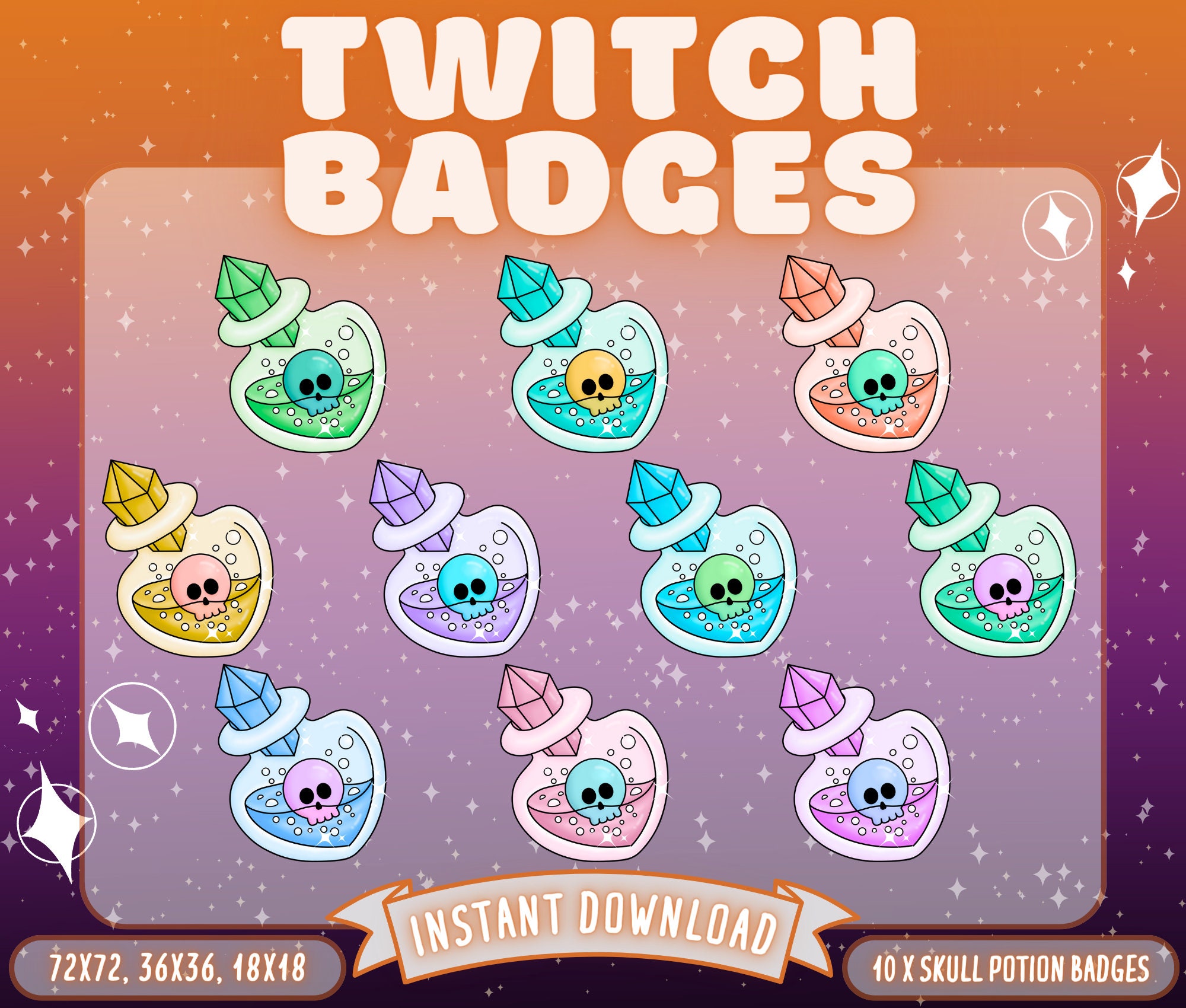 Skull Potion Twitch Sub Badges, Twitch Sub Badges, Potion Sub Badges ...