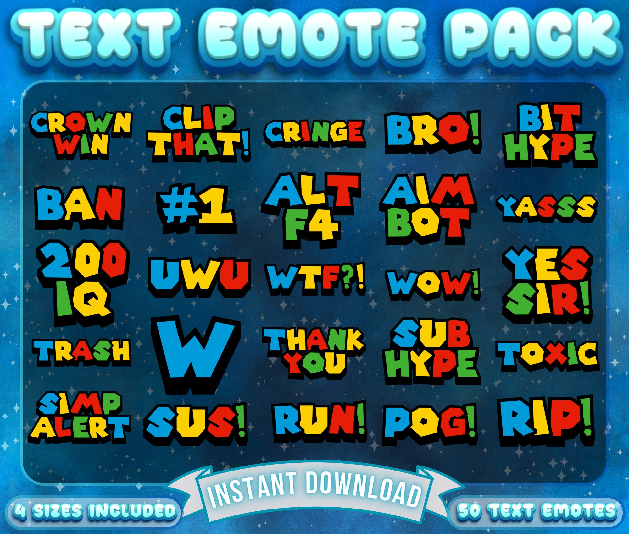50 X Twitch Text Emotes, Twitch Emotes, Funny Twitch Emotes, Discord ...