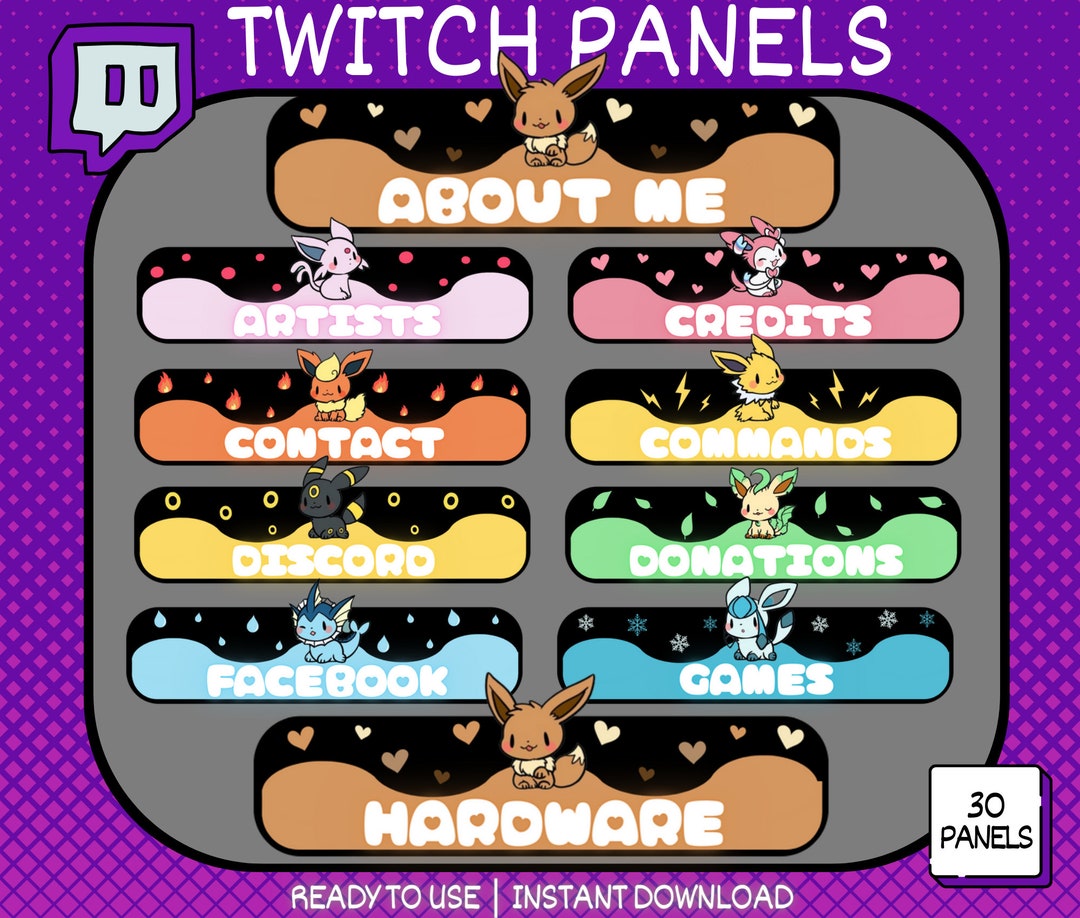 30 X Eeveelution Twitch Panels, Eeveelution Twitch Panels, Streamers ...