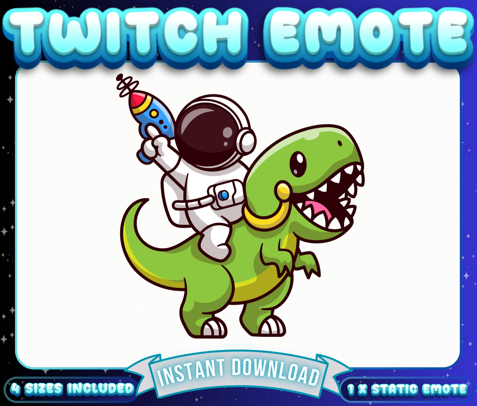 1 X Astronaut Dinosaur Twitch Emote, Funny Emote, Discord Emote, Funny ...
