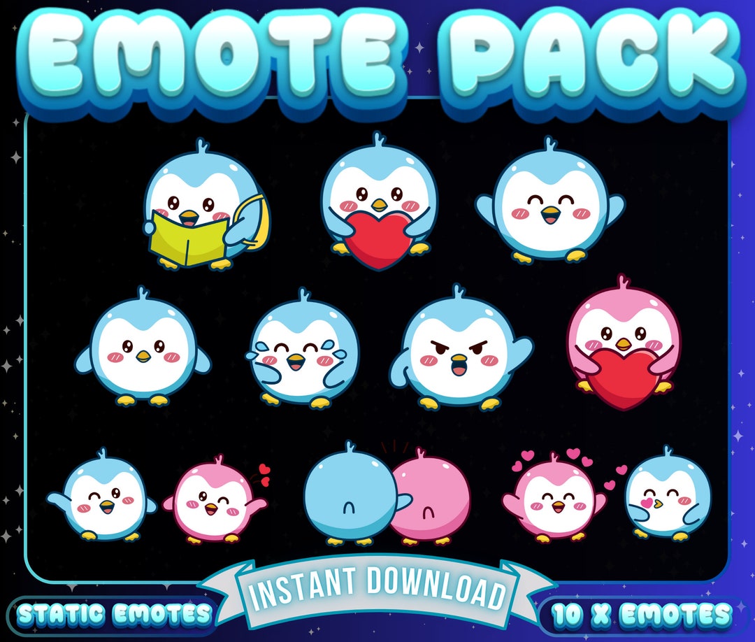 Kawaii Penguin Emote Pack, Twitch Emote Pack, Tiktok Emote Pack ...