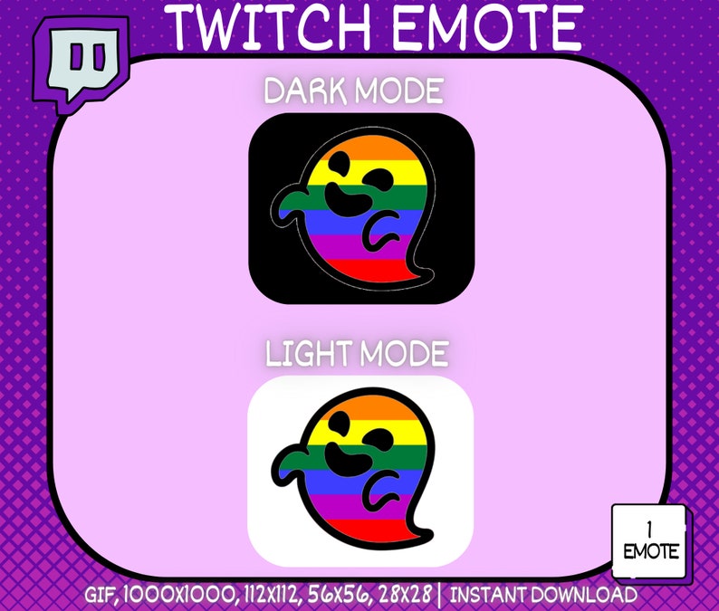 Animated Twitch Emote, Rainbow Ghost Emote, Cute Twitch Emote, Twitch ...