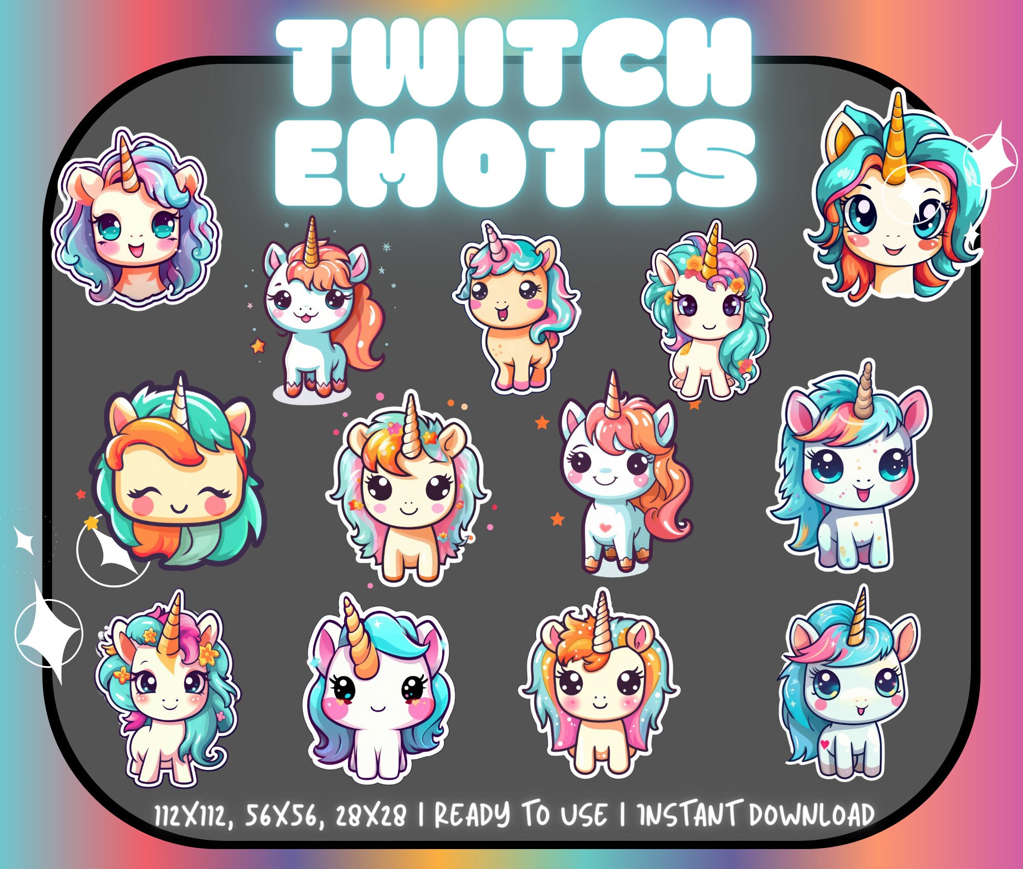 13 X Unicorn Twitch Emotes, Cute Unicorn Emotes, Cute Twitch Emotes ...