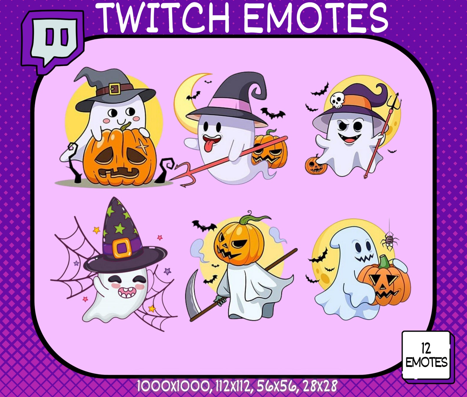 6 X Twitch Halloween Emotes, Cute Ghost Twitch Emotes, Cute Twitch ...