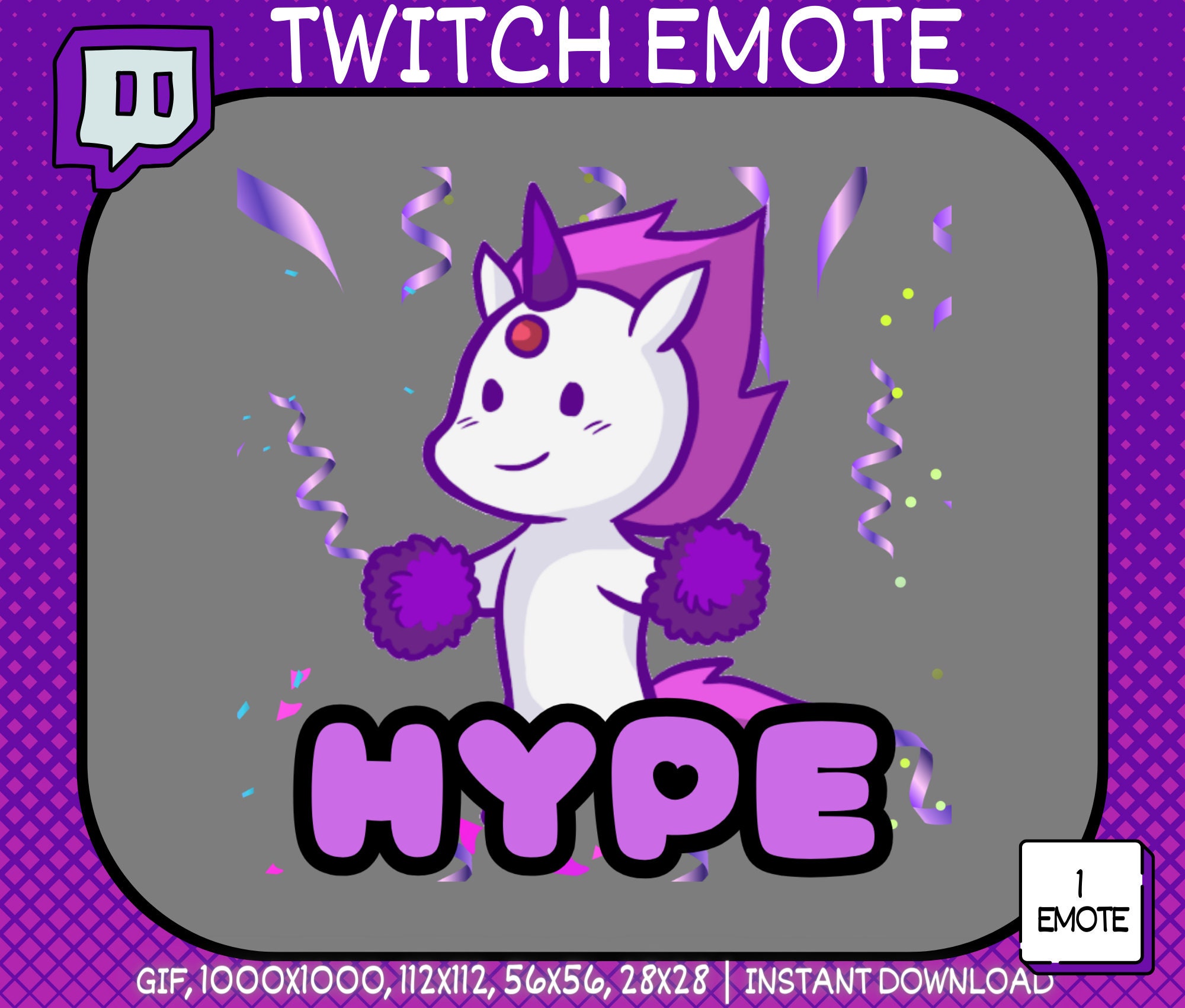 Animated Twitch Emote Unicorn Hype Emote Hype Twitch Emote - Etsy