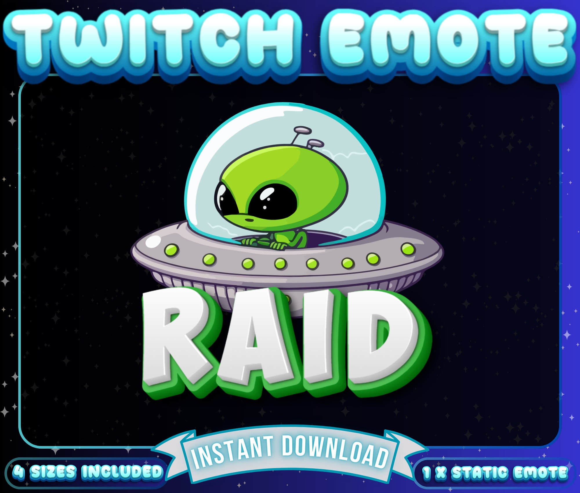 1 X Alien Twitch Emote, Raid Emote, Discord Emote, Funny Twitch Emote ...