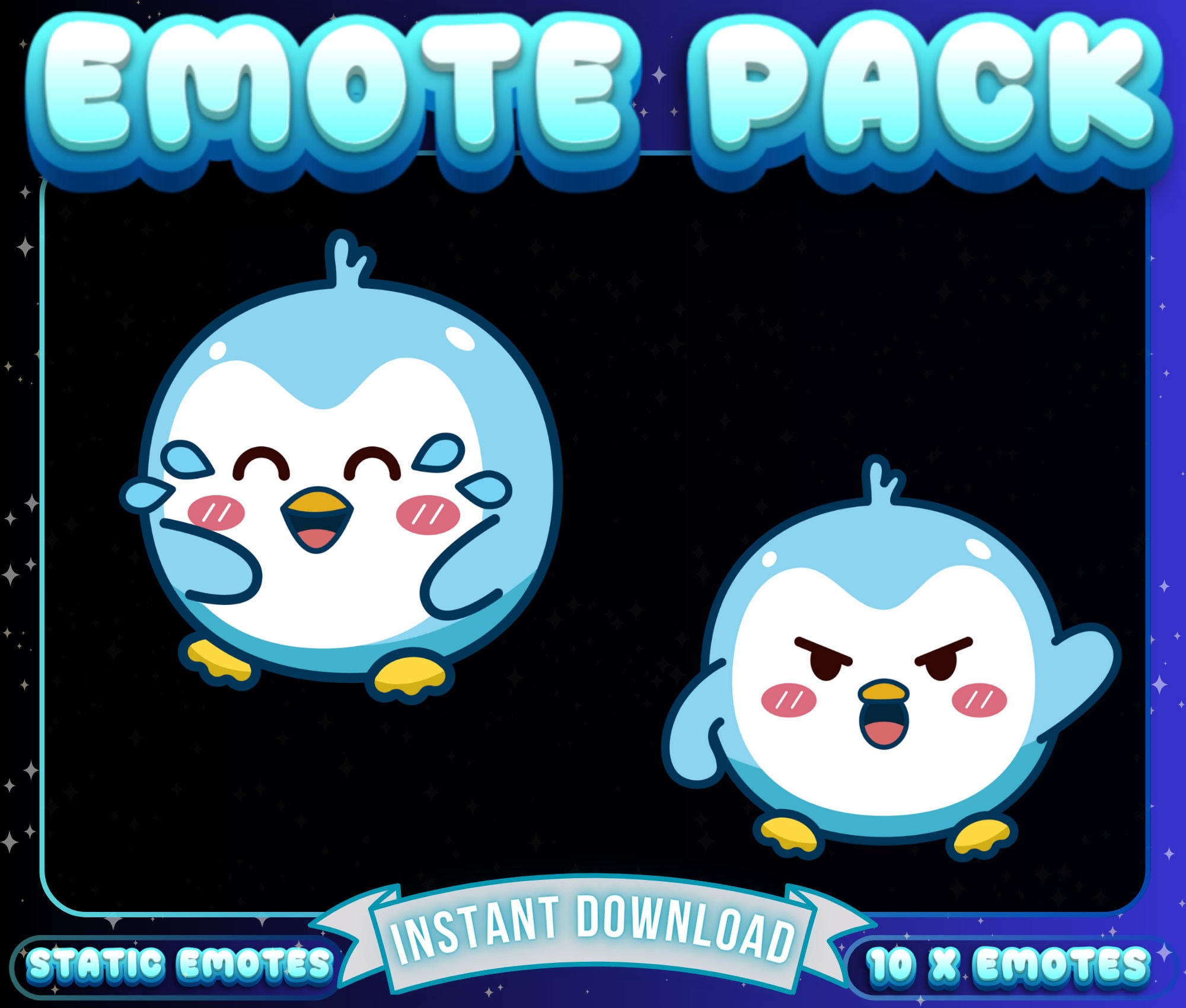 Kawaii Penguin Emote Pack, Twitch Emote Pack, Tiktok Emote Pack ...