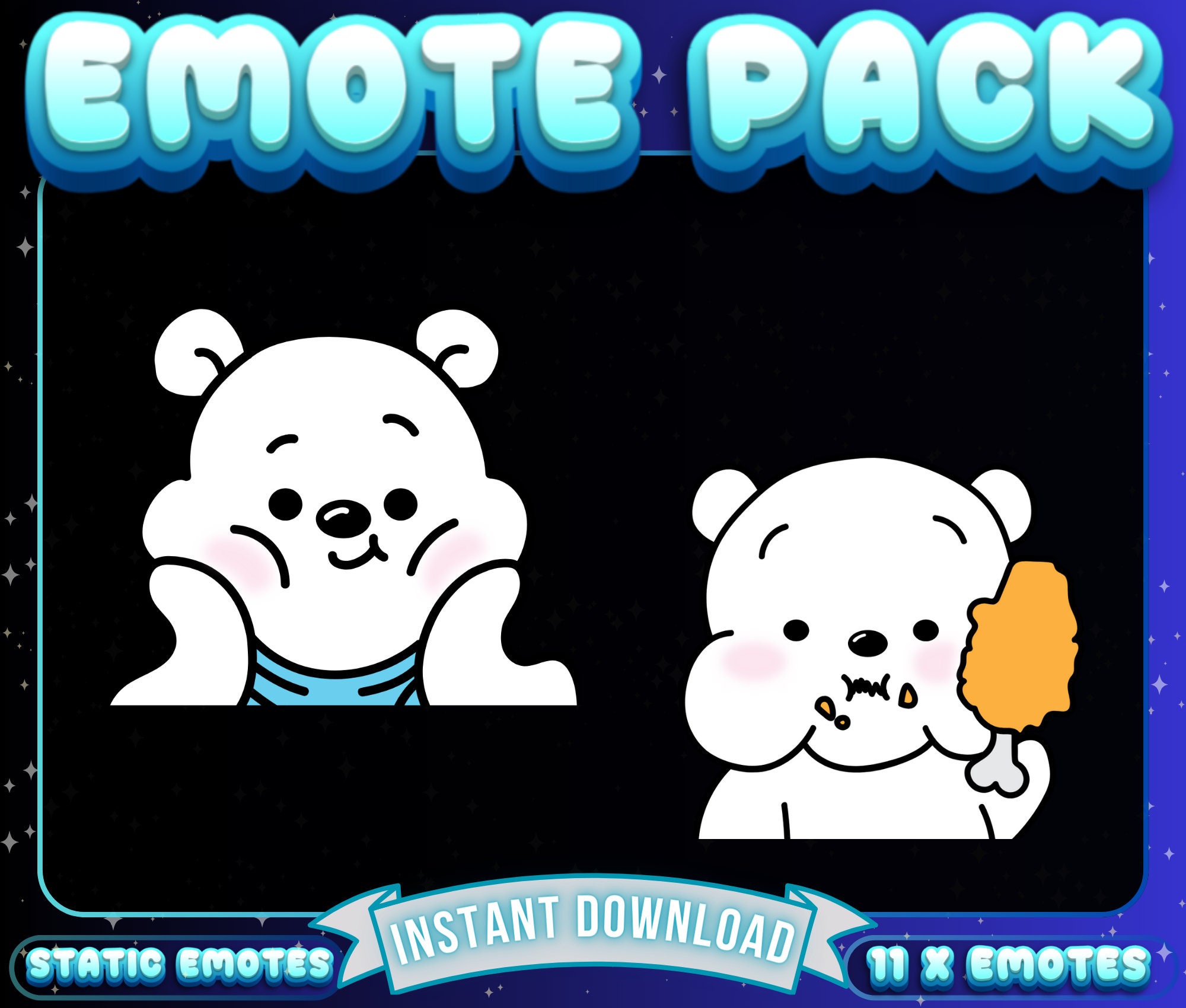 Kawaii Bear Emote Pack, Twitch Emote Pack, Tiktok Emote Pack, Discord ...