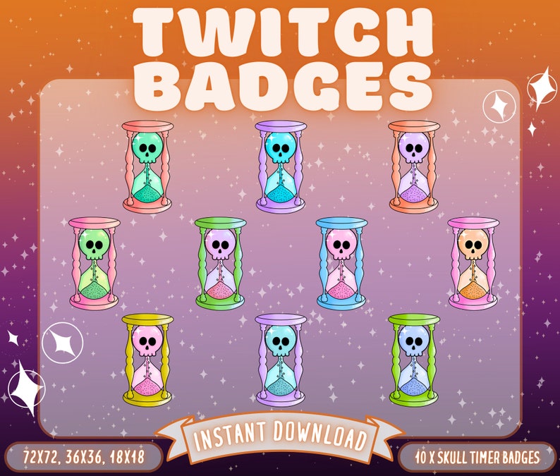Skull Timer Twitch Sub Badges, Twitch Sub Badges, Skull Sub Badges ...