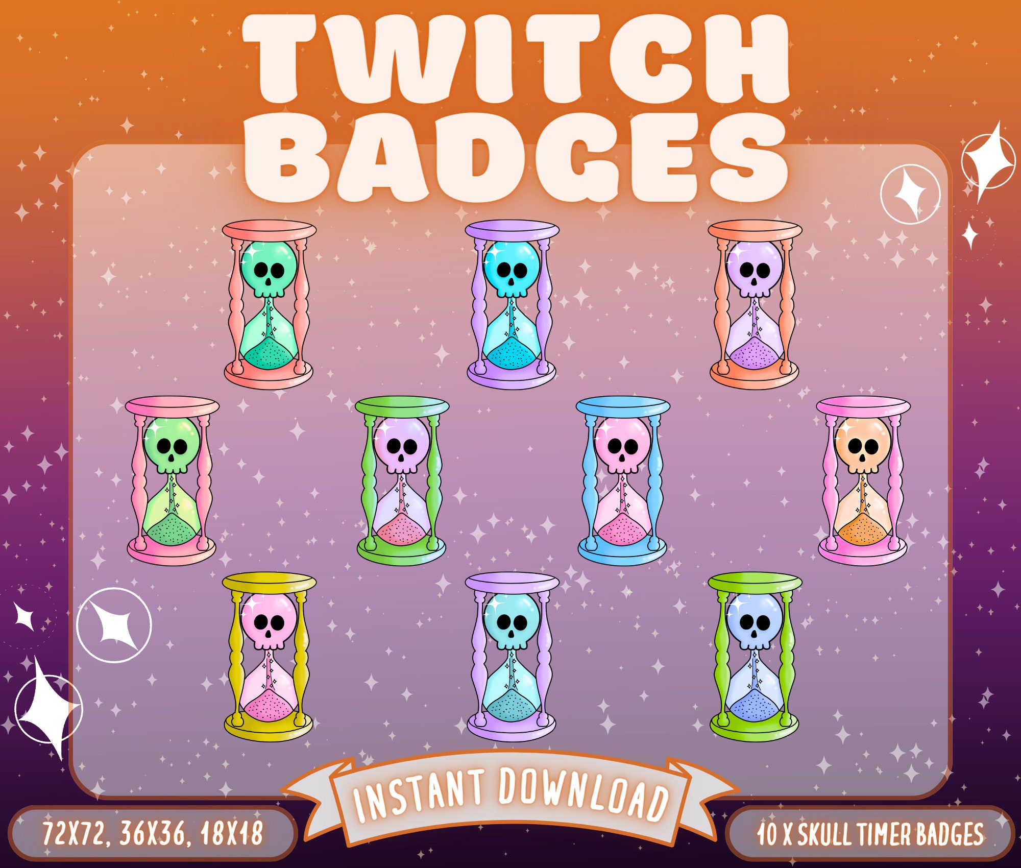 Skull Timer Twitch Sub Badges, Twitch Sub Badges, Skull Sub Badges ...