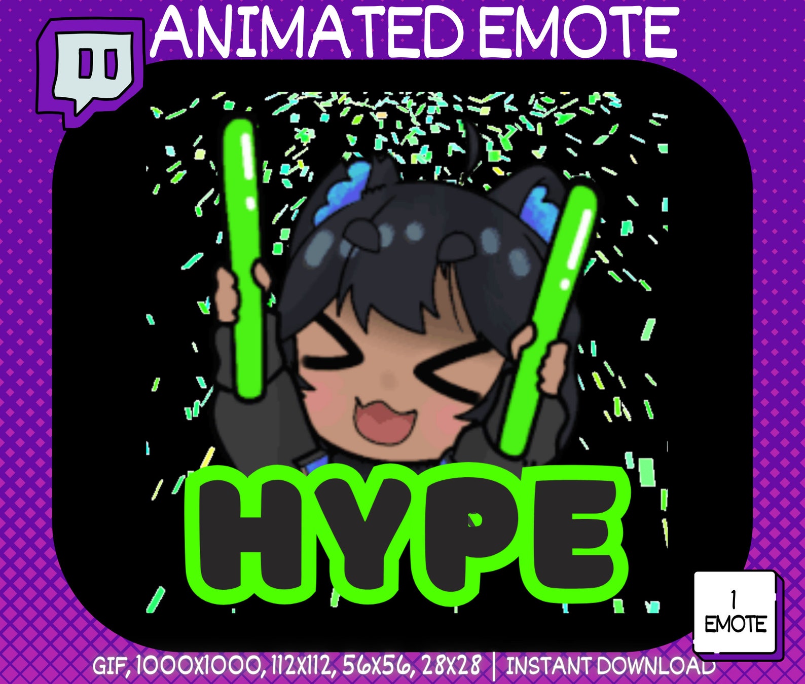 Animated Twitch Emote, Hype Emote, Hype Twitch Emote, Glowstick Twitch ...