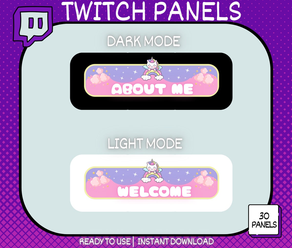30 X Twitch Panels, Cute Unicorn Twitch Panels, Unicorn Panels ...