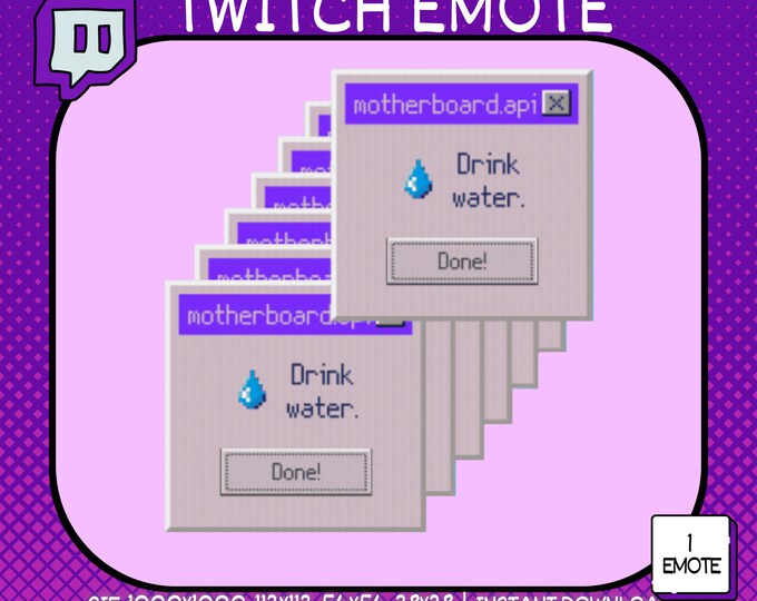 HYDRATE DRINK WATER Channel Points Emote for Twitch / Discord / Stream ...