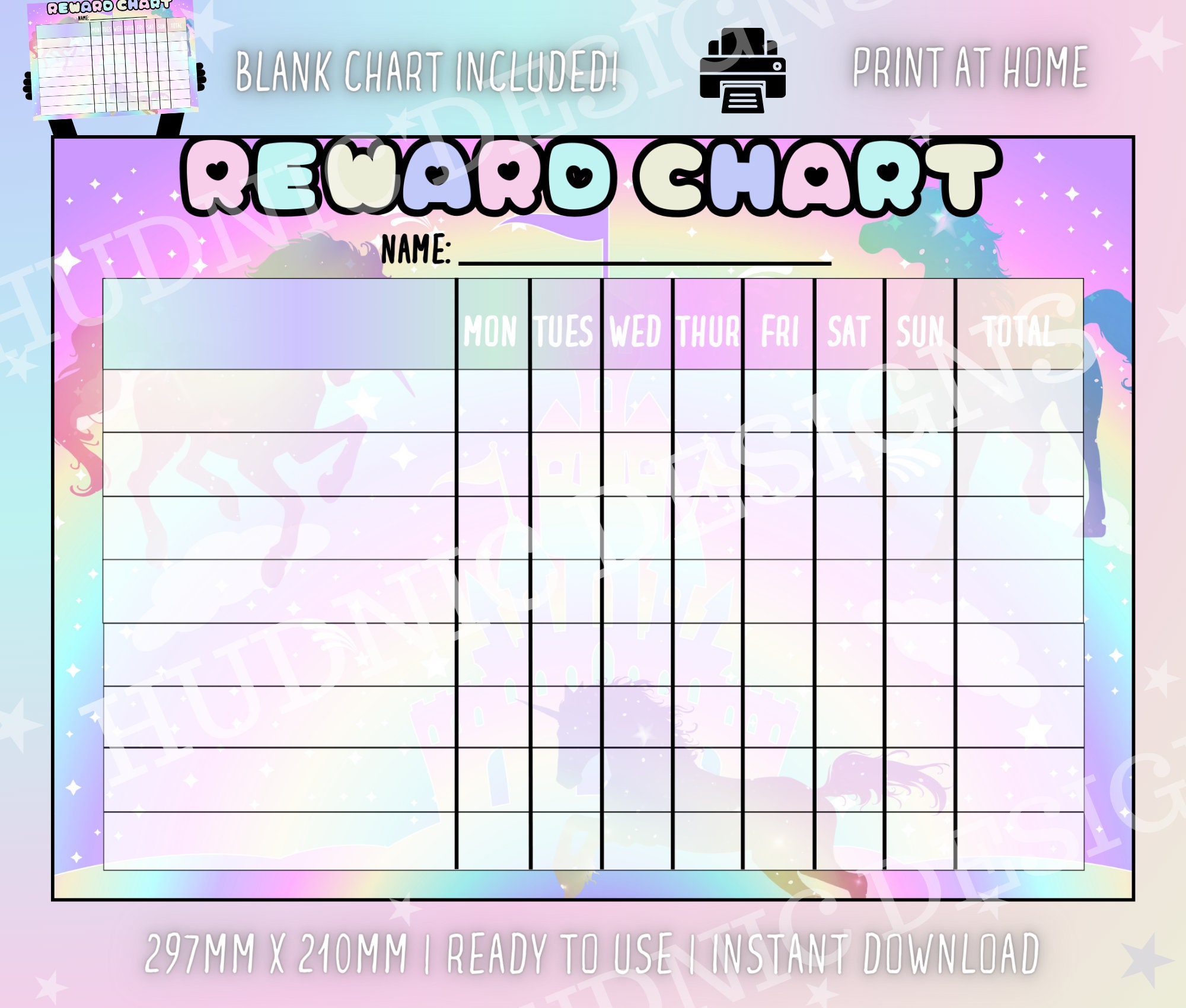 Unicorn Rewards Chart, Kids Chore Chart, Unicorn Chore Chart, Printable ...