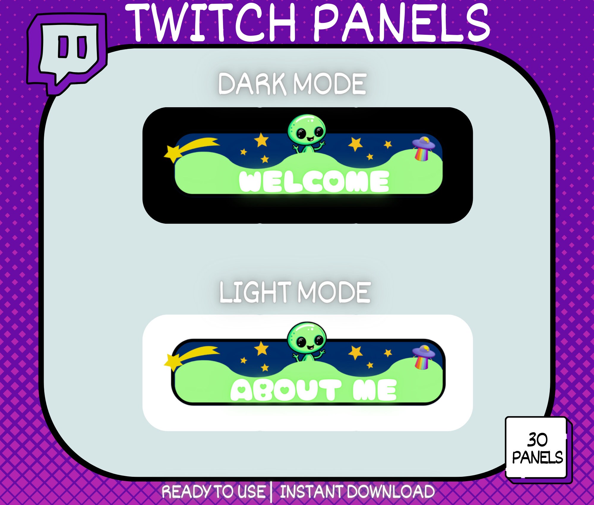 30 X Twitch Panels, Cute Alien Twitch Panels, Alien Panels, Streamers ...