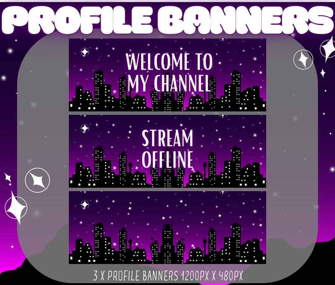 Purple City Twitch Profile Banner, Cute Profile Banner, Gamer Profile ...
