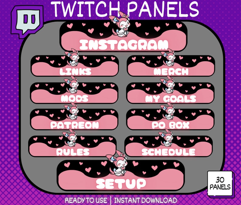30 X Twitch Panels, Sylveon Twitch Panels, Sylveon Panels, Streamers ...