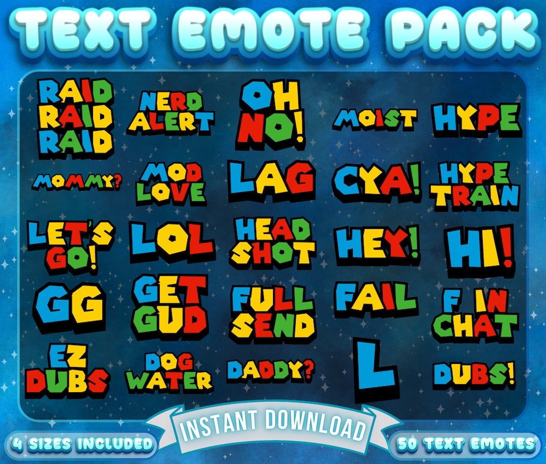 50 X Twitch Text Emotes, Twitch Emotes, Funny Twitch Emotes, Discord ...