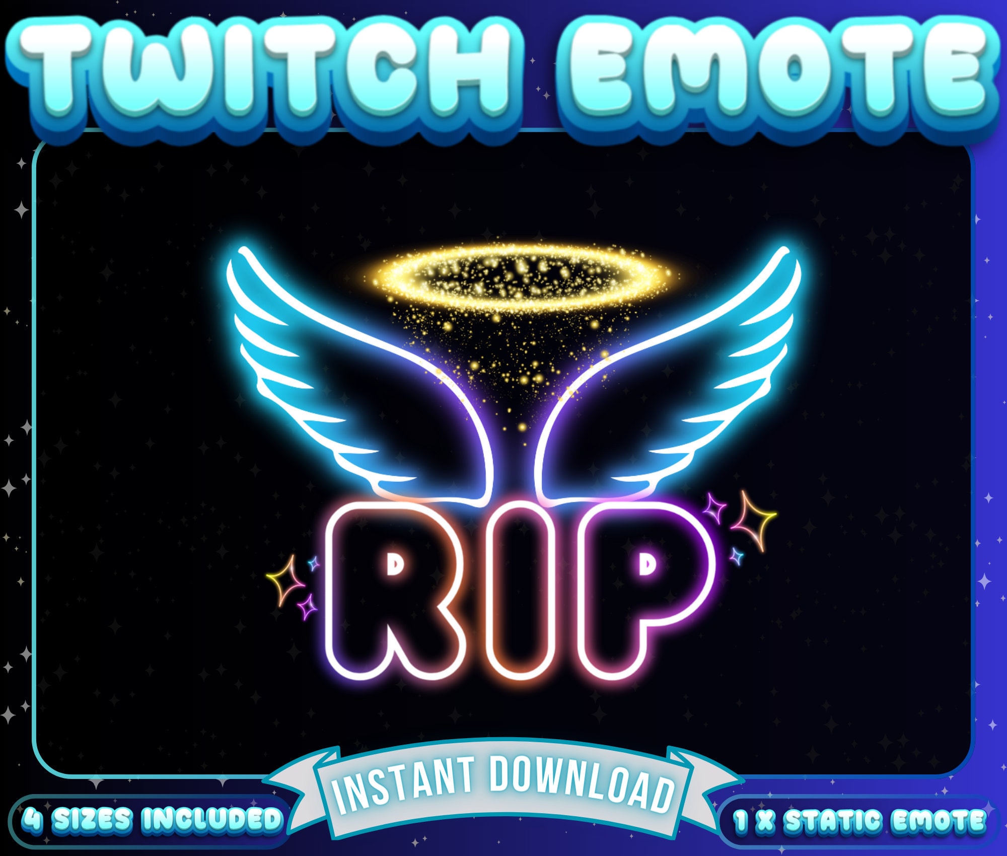 1 X Neon RIP Twitch Emote, Funny Emote, Discord Emote, Funny Twitch ...