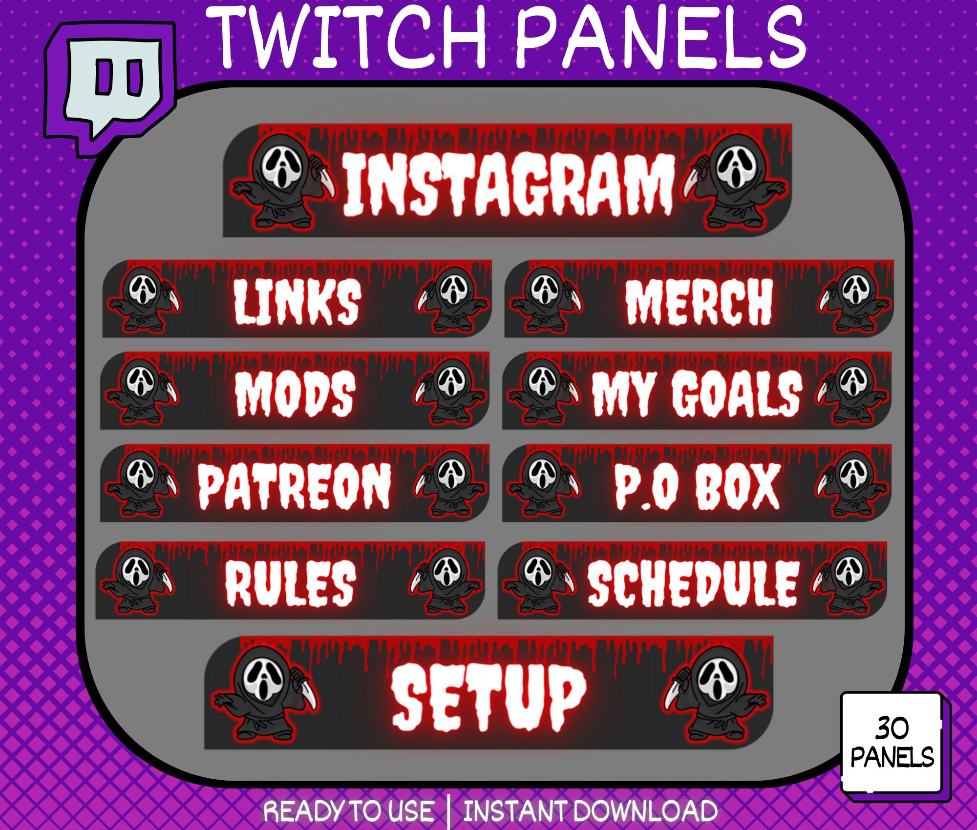 30 X Halloween Ghostface Twitch Panels, Cute Twitch Panels, Twitch ...