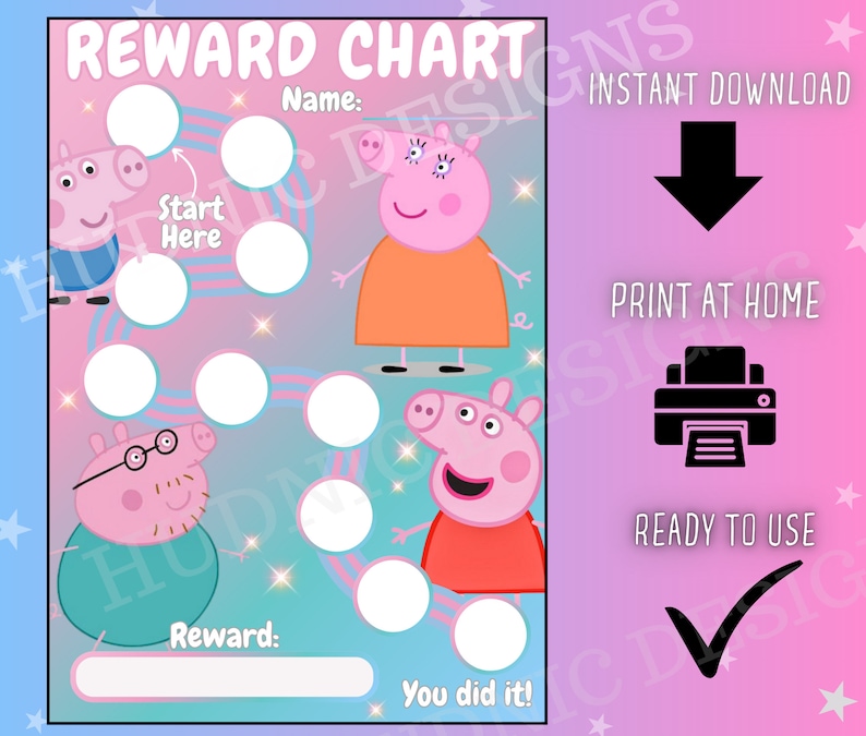 Peppa Pig Rewards Chart, Kids Chore Chart, Peppa Pig Reward Chart ...