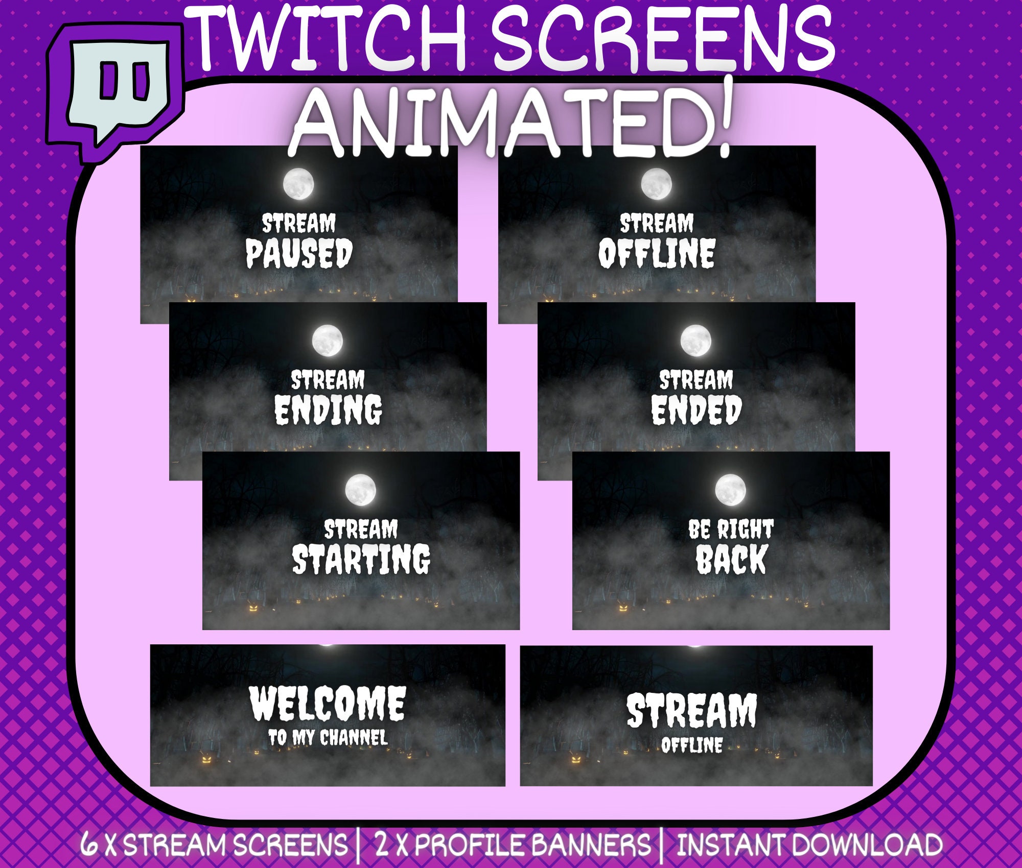 ANIMATED Halloween Stream Screens, Scary Stream Screens, Halloween ...
