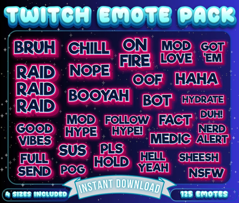 125 X Twitch & Discord Text Emote Mega Pack, Twitch Text Emotes ...