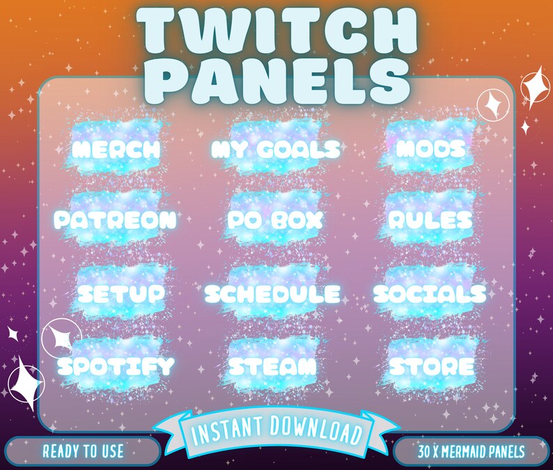 30 X Twitch Panels Cute Blue Twitch Panels Mermaid Panels - Etsy