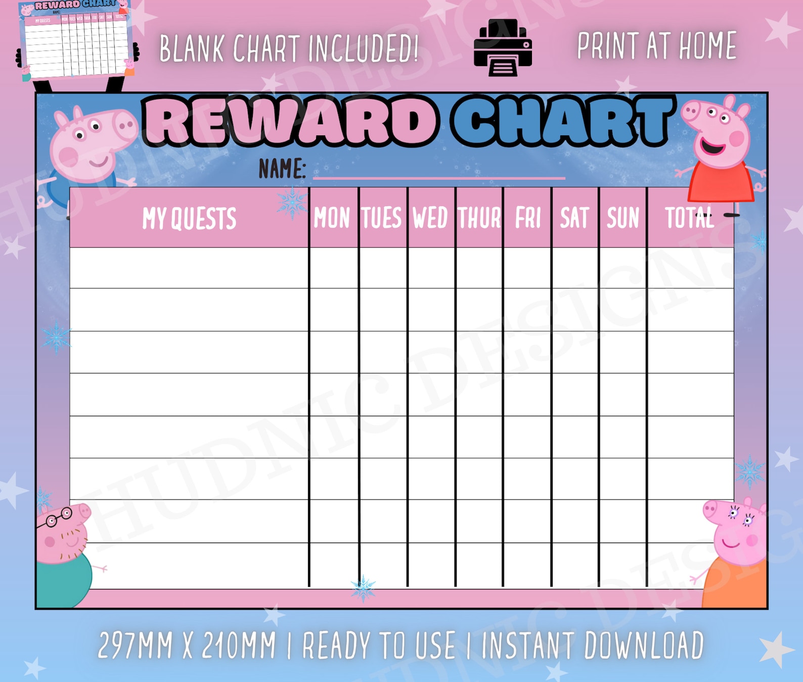 Peppa Pig Rewards Chart, Kids Chore Chart, Peppa Pig Chore Chart ...