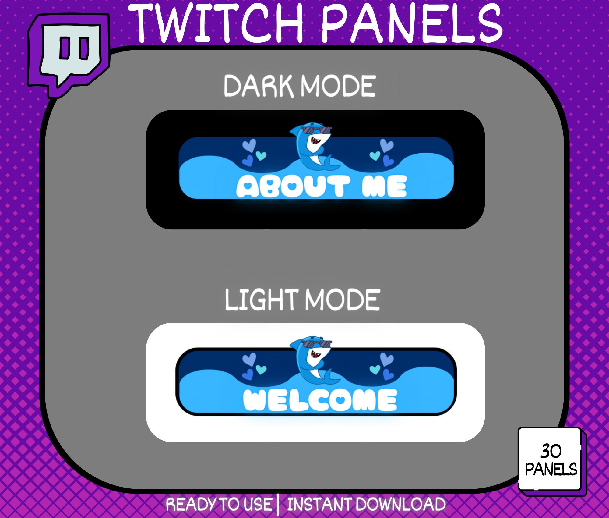 30 X Twitch Panels, Cute Shark Twitch Panels, Shark Twitch Panels ...