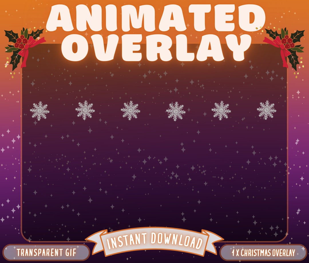 Animated Christmas Overlay, Xmas Twitch Overlay, Snowflake Overlay ...