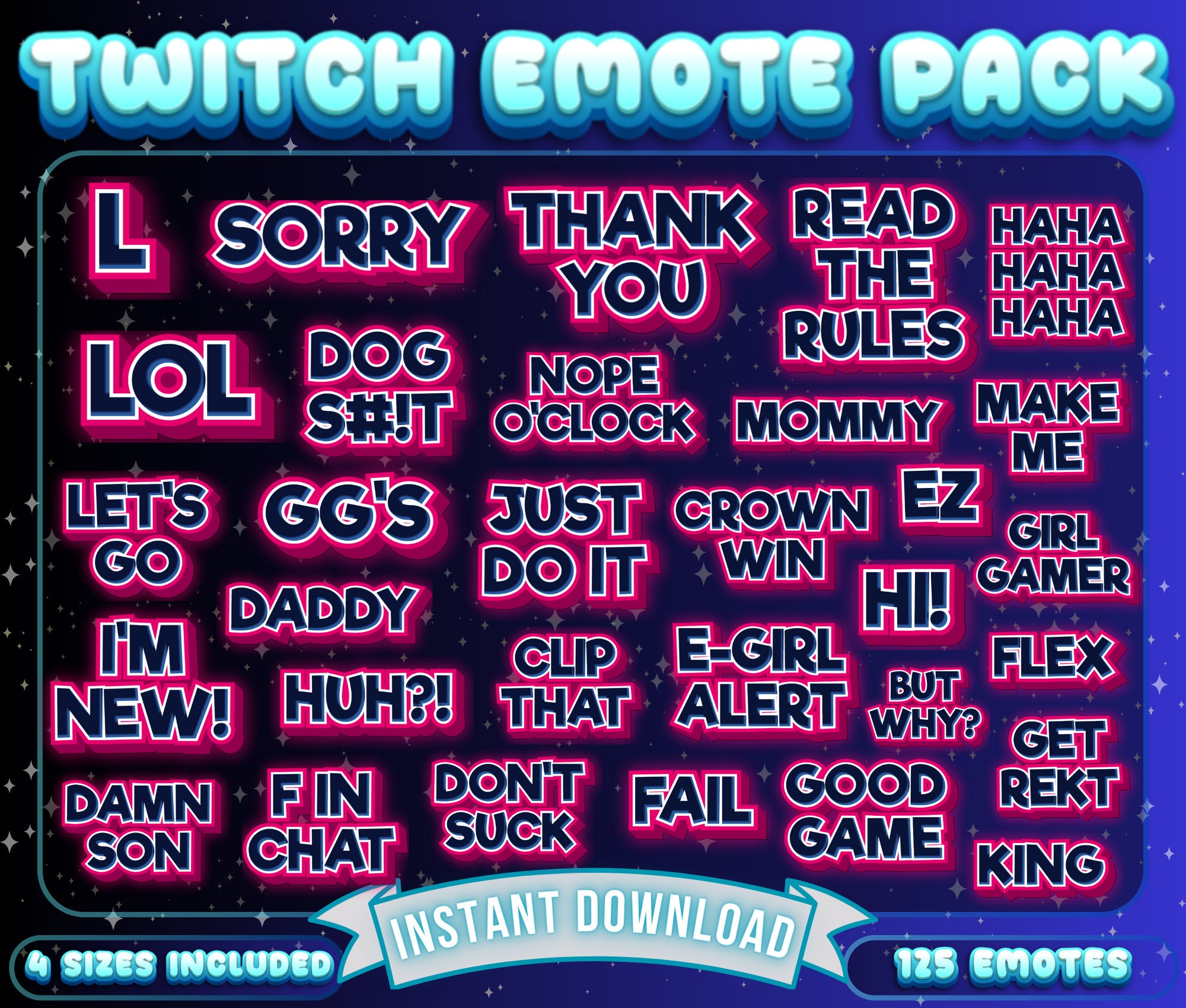 125 X Twitch & Discord Text Emote Mega Pack, Twitch Text Emotes ...