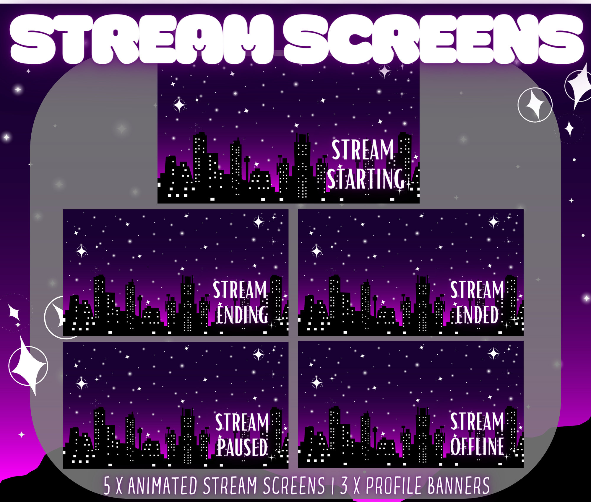Purple City Stream Screens Profile Banners, Twitch Stream Screens ...