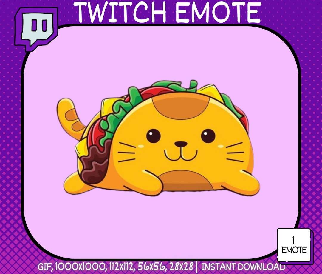 Animated Twitch Emote, Taco Cat Emote, Cute Twitch Emote, Kitty Twitch ...