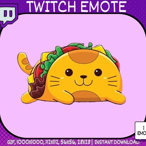 Animated Twitch Emote, Taco Cat Emote, Cute Twitch Emote, Kitty Twitch ...