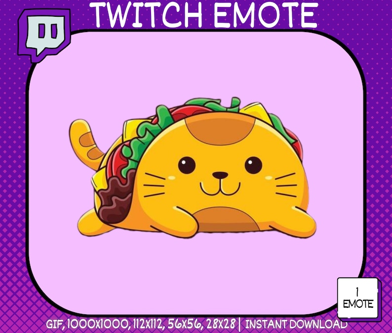 Animated Twitch Emote, Taco Cat Emote, Cute Twitch Emote, Kitty Twitch ...