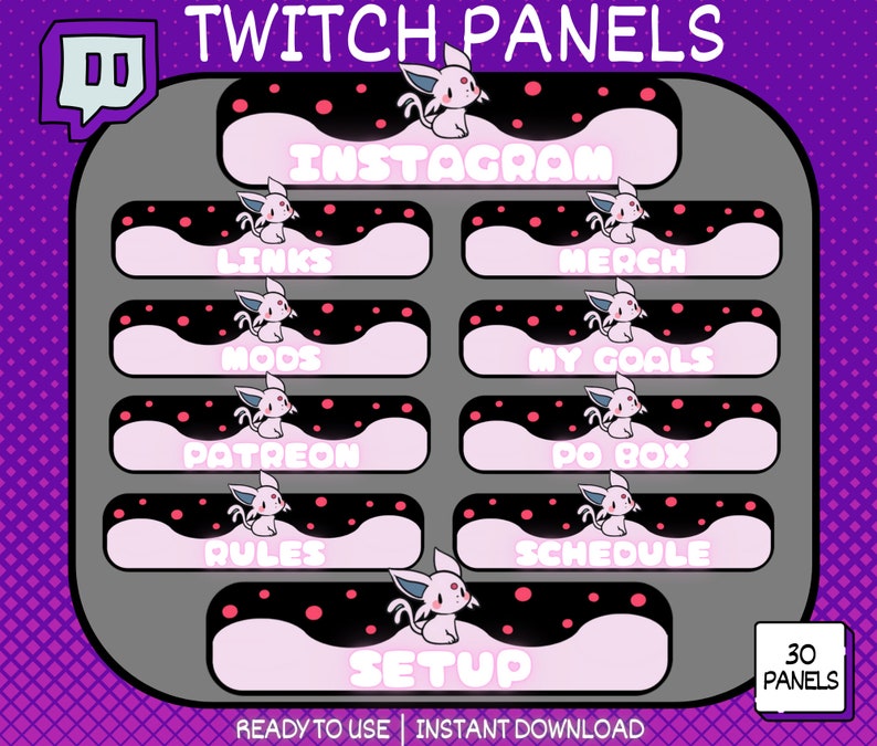 30 X Twitch Panels, Espeon Twitch Panels, Espeon Panels, Streamers ...