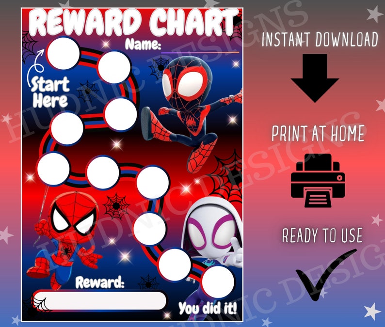Spiderman Rewards Chart, Kids Chore Chart, Spiderman Reward Chart ...
