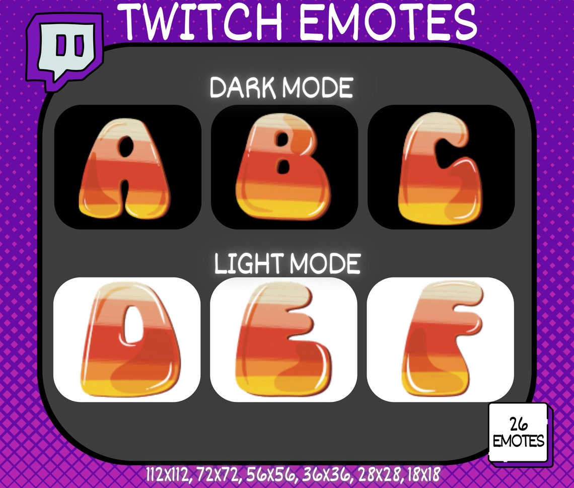 Candy Corn Alphabet Twitch Emotes, Halloween Streamer Emotes (digital ...