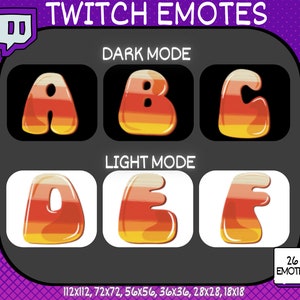 26 X Candy Corn Alphabet Twitch Emotes, Twitch Emotes, Halloween Twitch ...