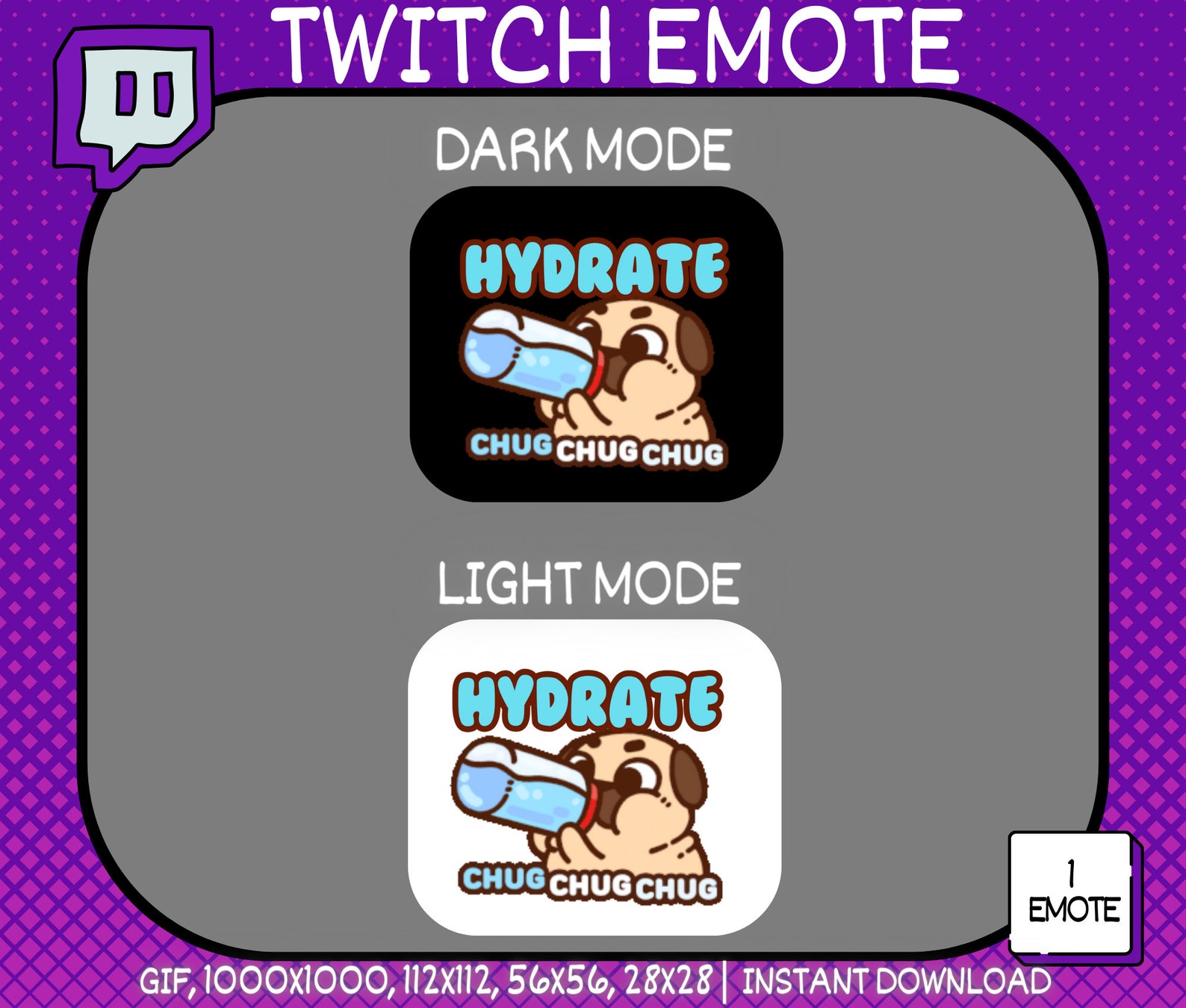 Animated Hydrate Pug Twitch Emote (instant Download) - Etsy