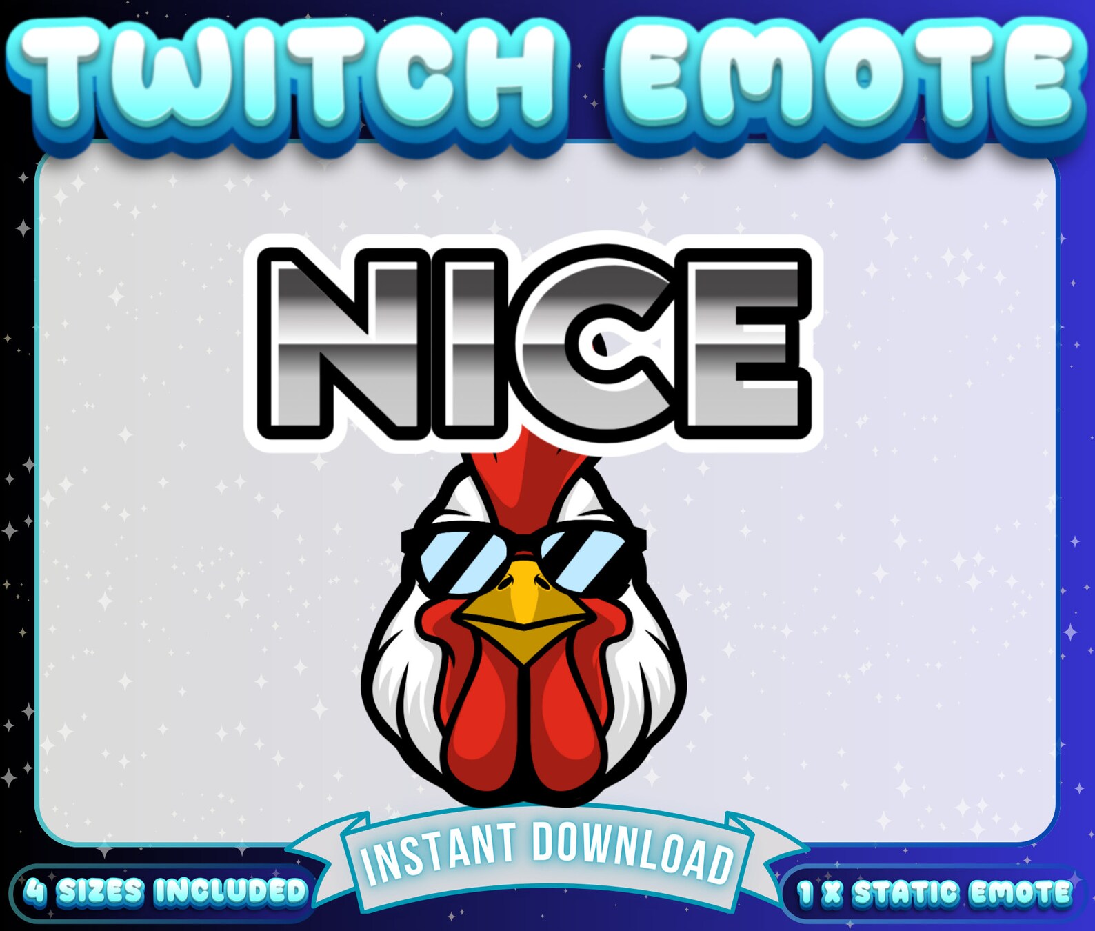 1 X Funny Rooster Twitch Emote, Funny Emote, Discord Emote, Funny ...
