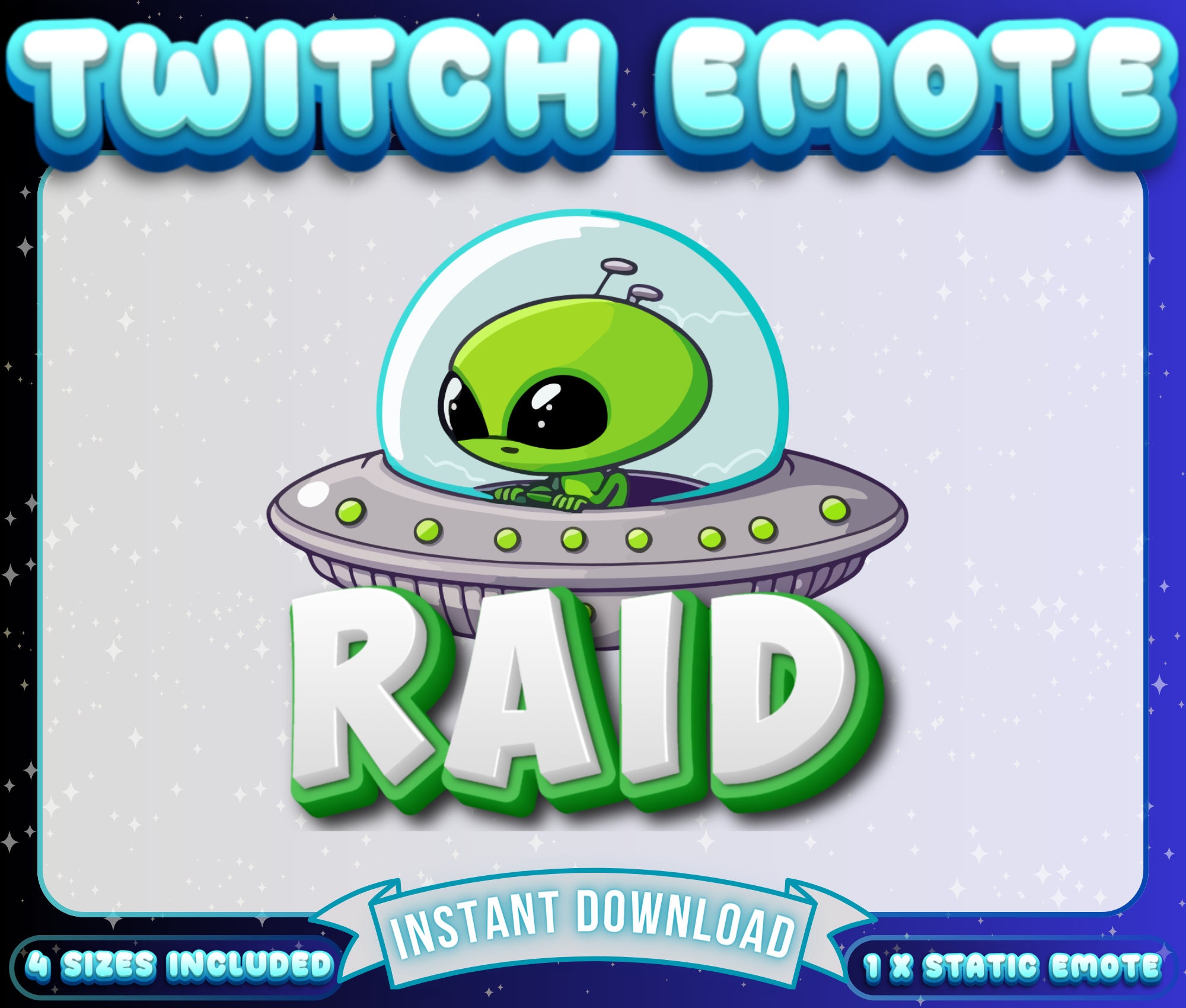 1 X Alien Twitch Emote, Raid Emote, Discord Emote, Funny Twitch Emote ...