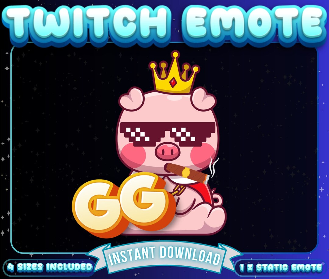 1 X GG Pig Twitch Emote, Cute Pig Emote, Discord Emote, Funny Twitch ...