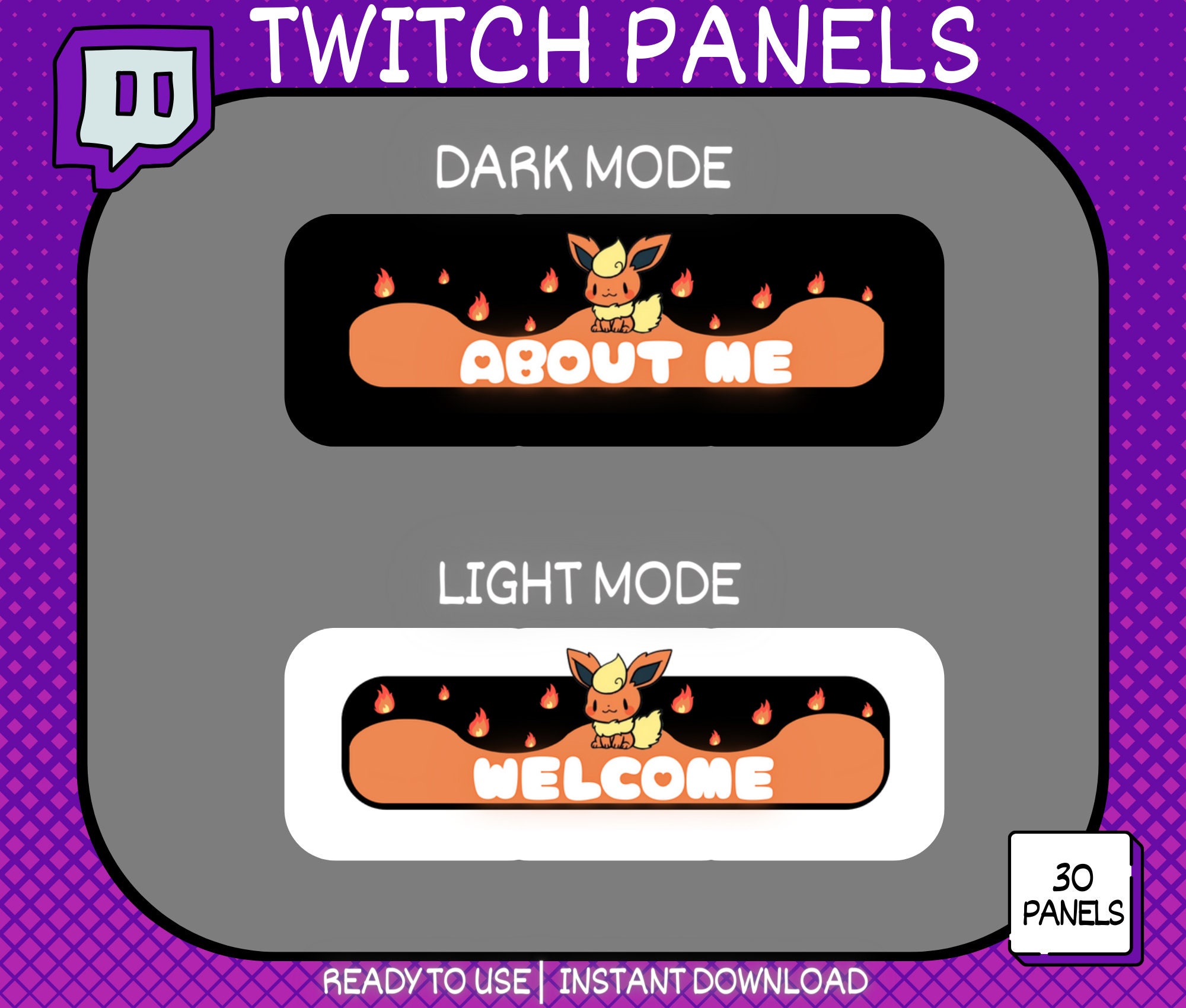 30 X Twitch Panels, Flareon Twitch Panels, Flareon Panels, Streamers ...